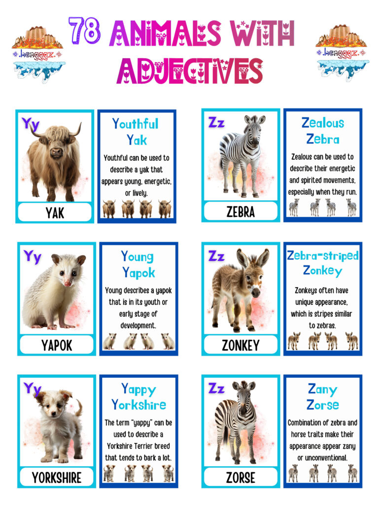 Flashcards: 78 Adjective Animals (A-Z) - Teacher Heng: Insightful Educator